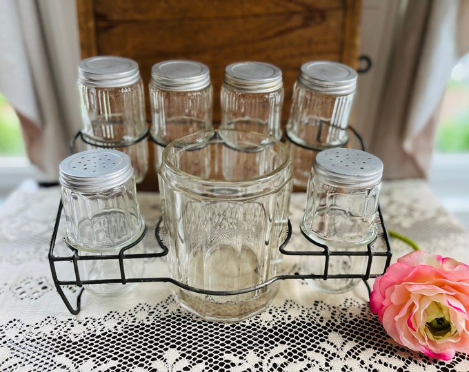 1920’s Hoosier Cabinet Wire Spice Rack With Spice Jars, Aluminum Lids ...
