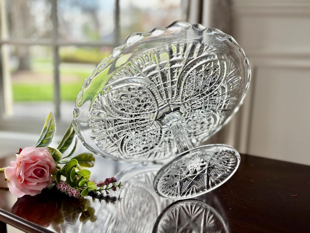 EAPG Cake Stand, Circa 1913 Bryce Higbee Glass, “fortuna” AKA Perkins ...