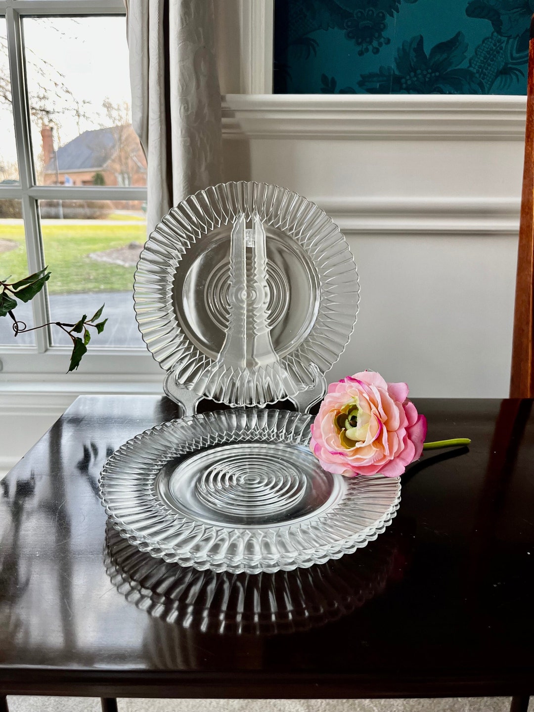 9 Macbeth Evans Petalware Clear Plates, EAPG 8 Salad/luncheon/dessert ...