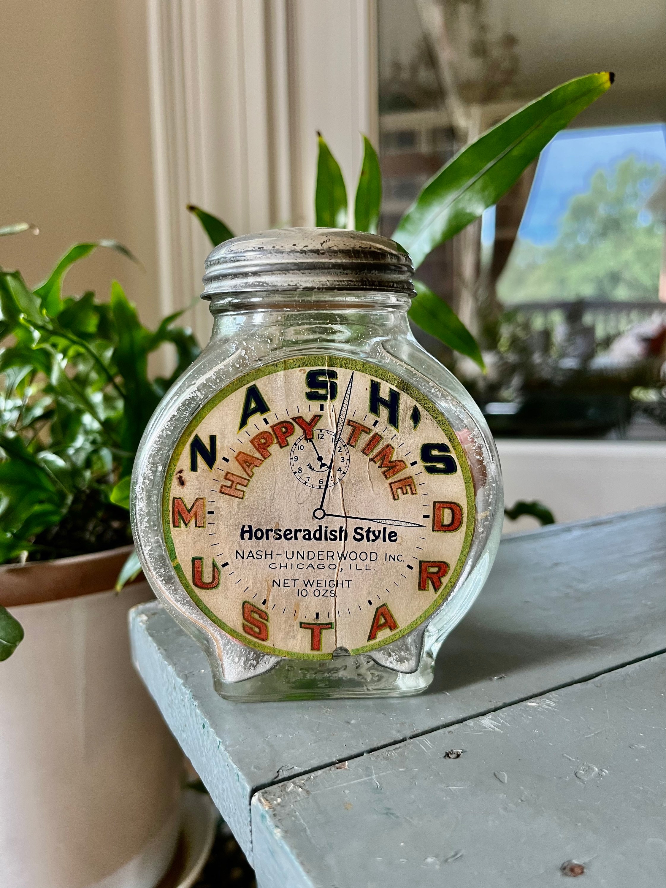 Vintage Nashs Happy Time Mustard Jar With Metal Lid Clock - Etsy