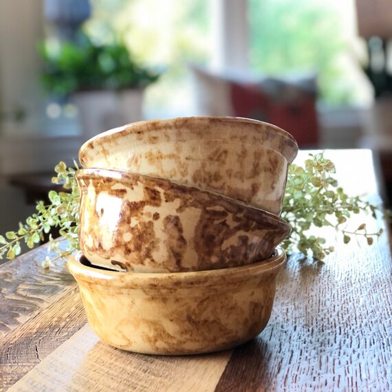 Dining & Serving circa 1900 Antique Yellowware Sponge ware Pottery Set ...
