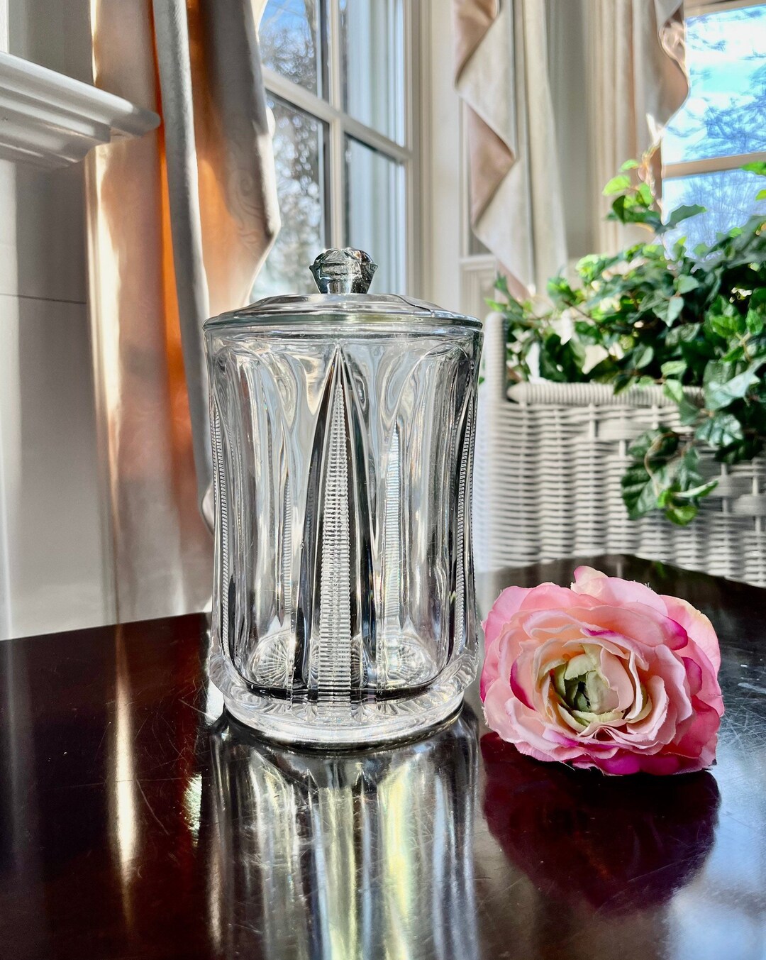 EAPG Tarentum Glass Biscuit Jar or Cracker Jar With Lid, #292 (OMN) AKA ...