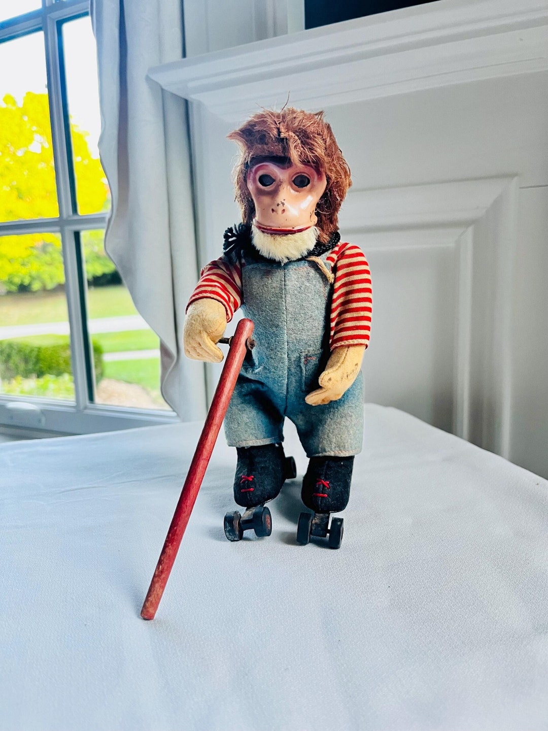 1945 Schuco Rolly Monkey, German Mohair Standing Monkey on Wheels ...