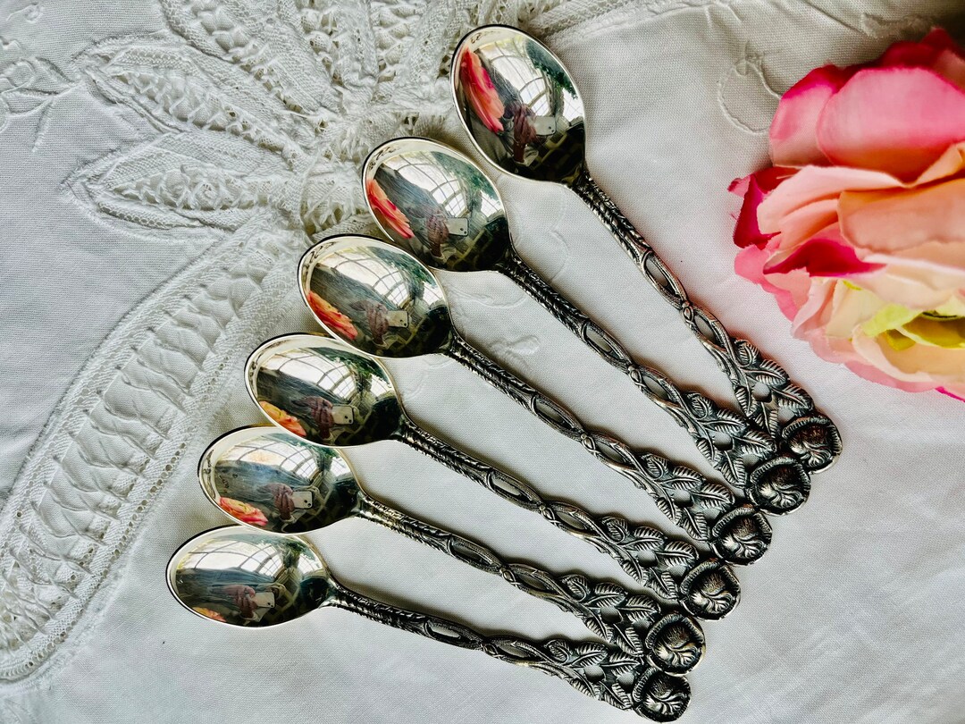 6 Vintage Silverplate Mini Coffee Spoons, Demitasse Expresso Dessert ...