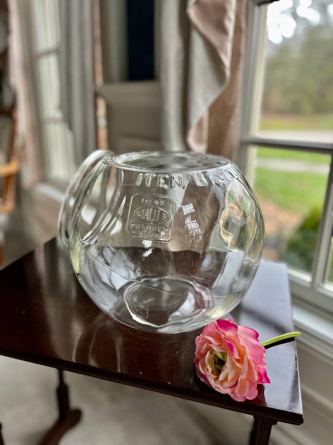 Large Iten Biscuit Co. Glass Counter Jar, Store Display Container ...