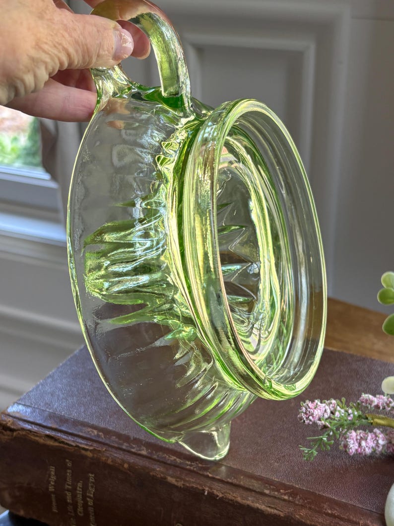 Vintage Green Uranium Glass Citrus Juicer Press, Depression Glass ...