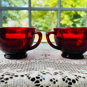 14 PC Anchor Hocking Red Glass Party Punch Set, RETRO Vintage Royal ...