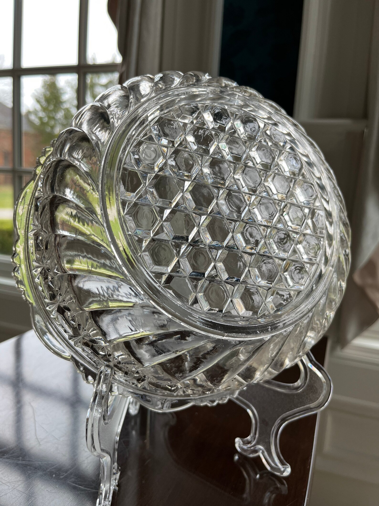 EAPG Flint Glass Bowl Large Master Bowl Wheat Sheaf and Cane - Etsy