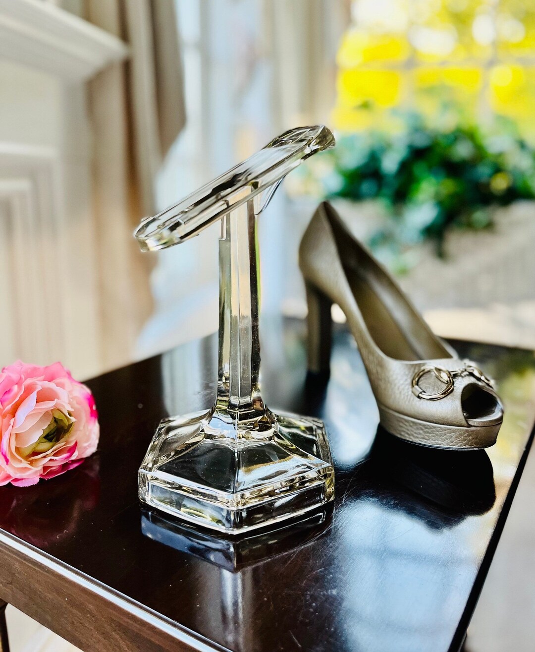 RARE Art Deco Glass Shoe Display Stand, Pillar or Riser, Heavy Clear ...