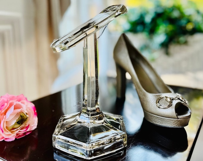 RARE Art Deco Glass Shoe Display Stand, Pillar or Riser, Heavy Clear ...