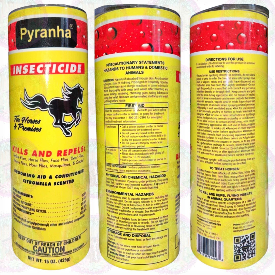 PYRANHA FLY SPRAY Tumbler - Funny Horse Tumbler - Equestrian Gifts ...