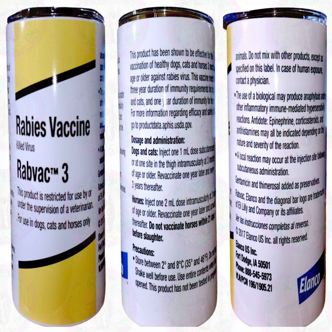 RABIES VACCINE TUMBLER - Funny Horse Tumbler -medication Tumbler ...