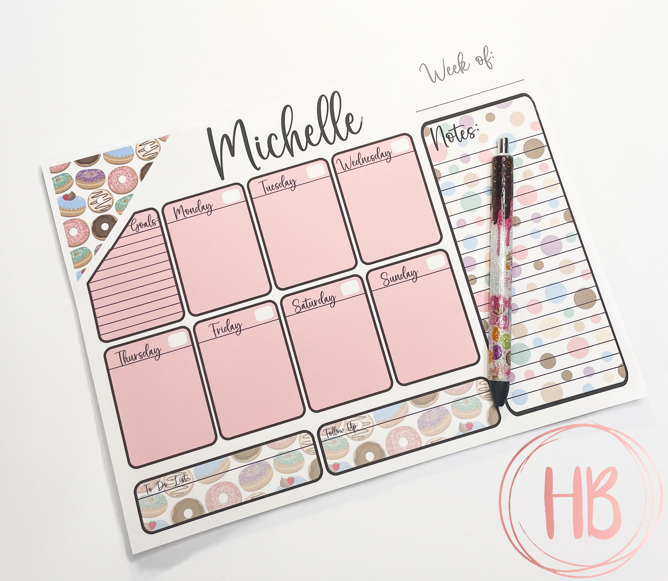Personalized Weekly Planner Custom Donuts Tear Away Notepad Planner ...
