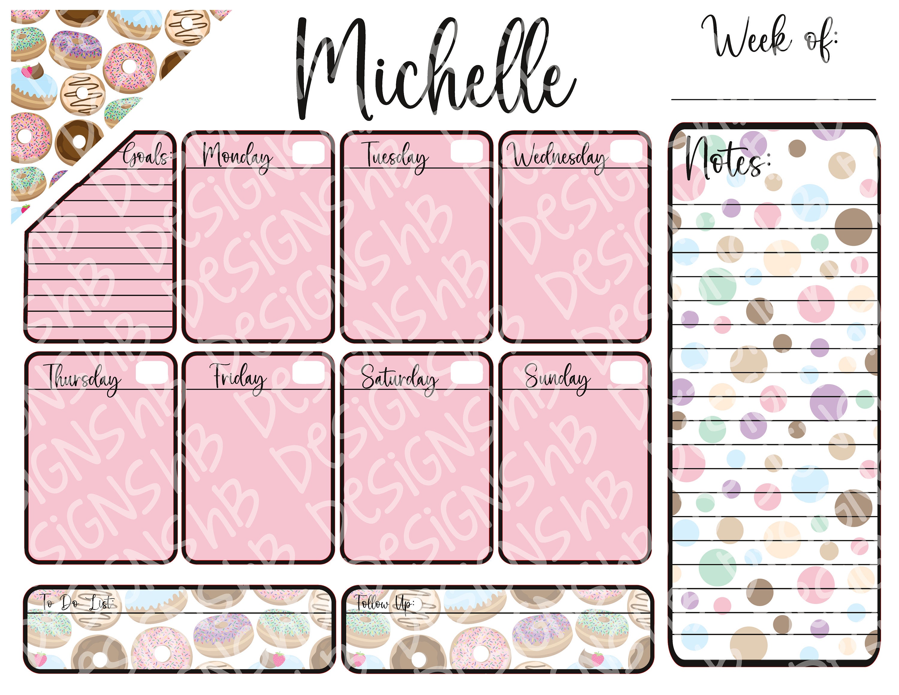 Personalized Weekly Planner Custom Donuts Tear Away Notepad Planner ...