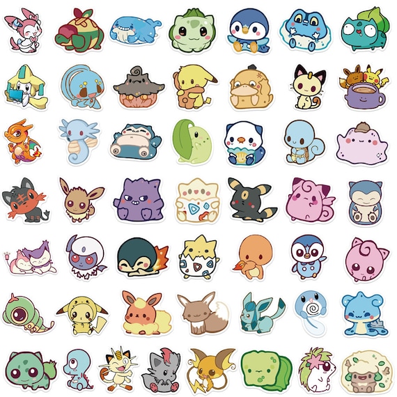 Kawaii Pokemon stickers Pikachu, 50 or 100 pieces Scrapbooking ...