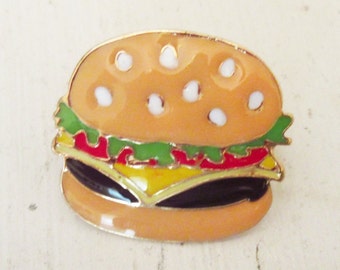 Vegeterian/Vegan No Meat Burger Enamel Pin. Lapel