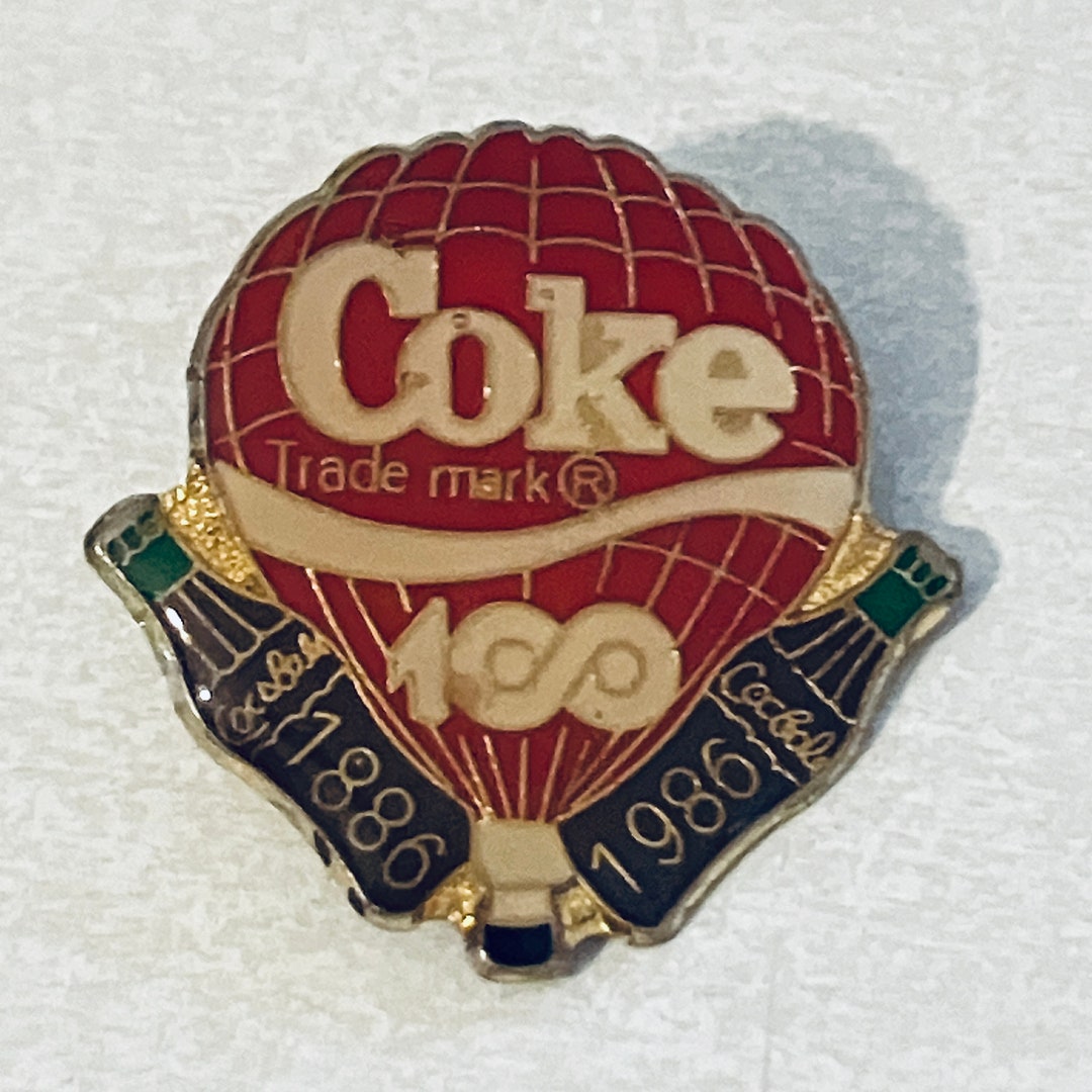 Vintage Coca Cola 100th Anniversary Hot Air Balloon Lapel Pin Enamel