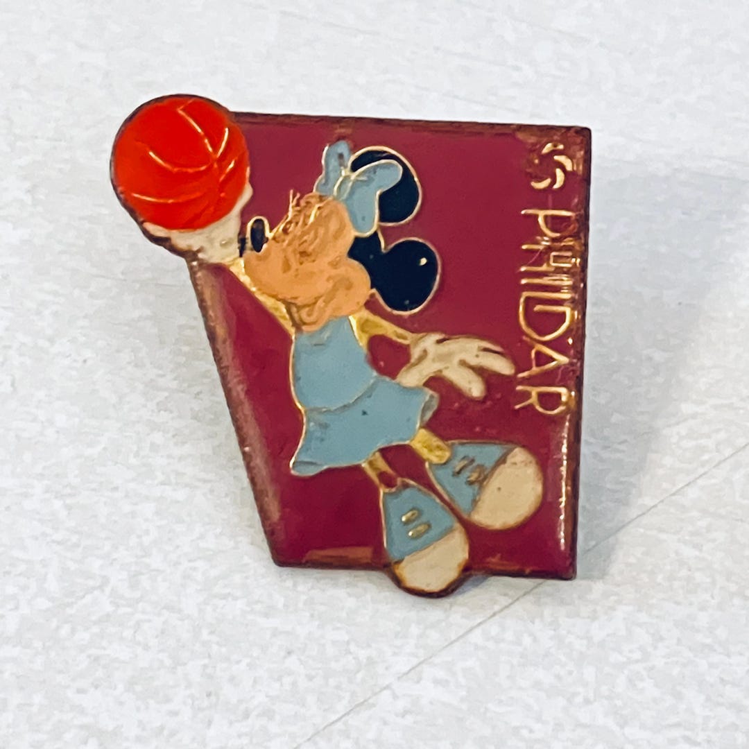 Vintage MINNIE MOUSE Basketball Lapel Pin, Enamel Pin, Pinback, Hat Pin ...