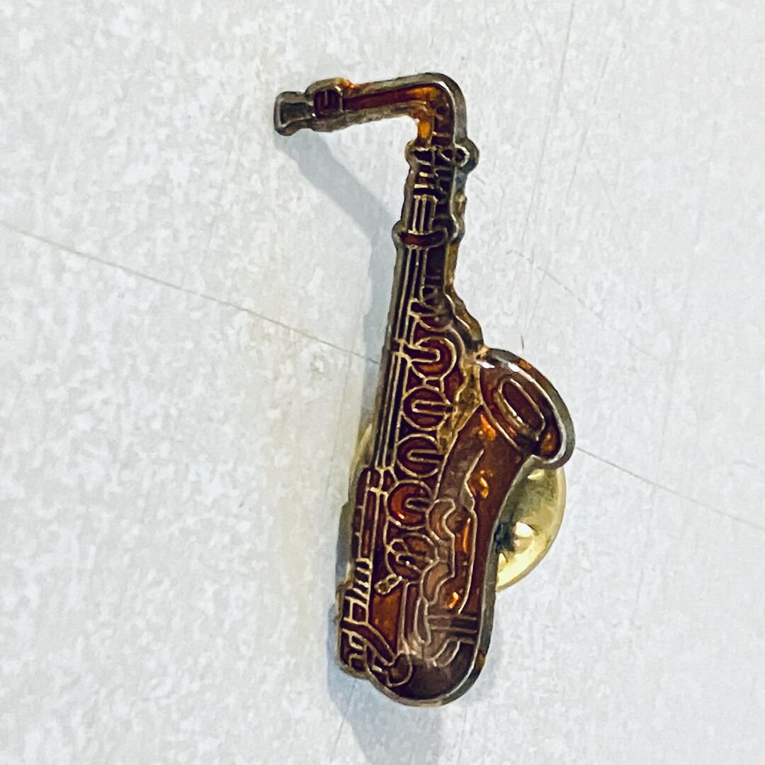 Vintage Gold SAXOPHONE Lapel Pin, Enamel Pin, Pinback, Hat Pin, Sax ...
