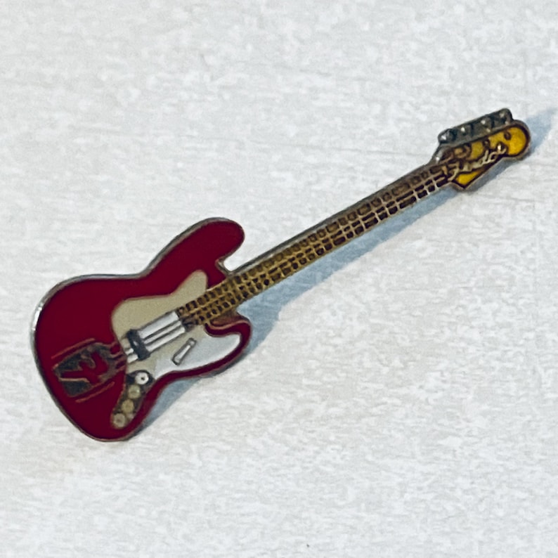 Vintage FENDER JAZZ BASS Electric Guitar Red Lapel Pin, Enamel Pinback ...