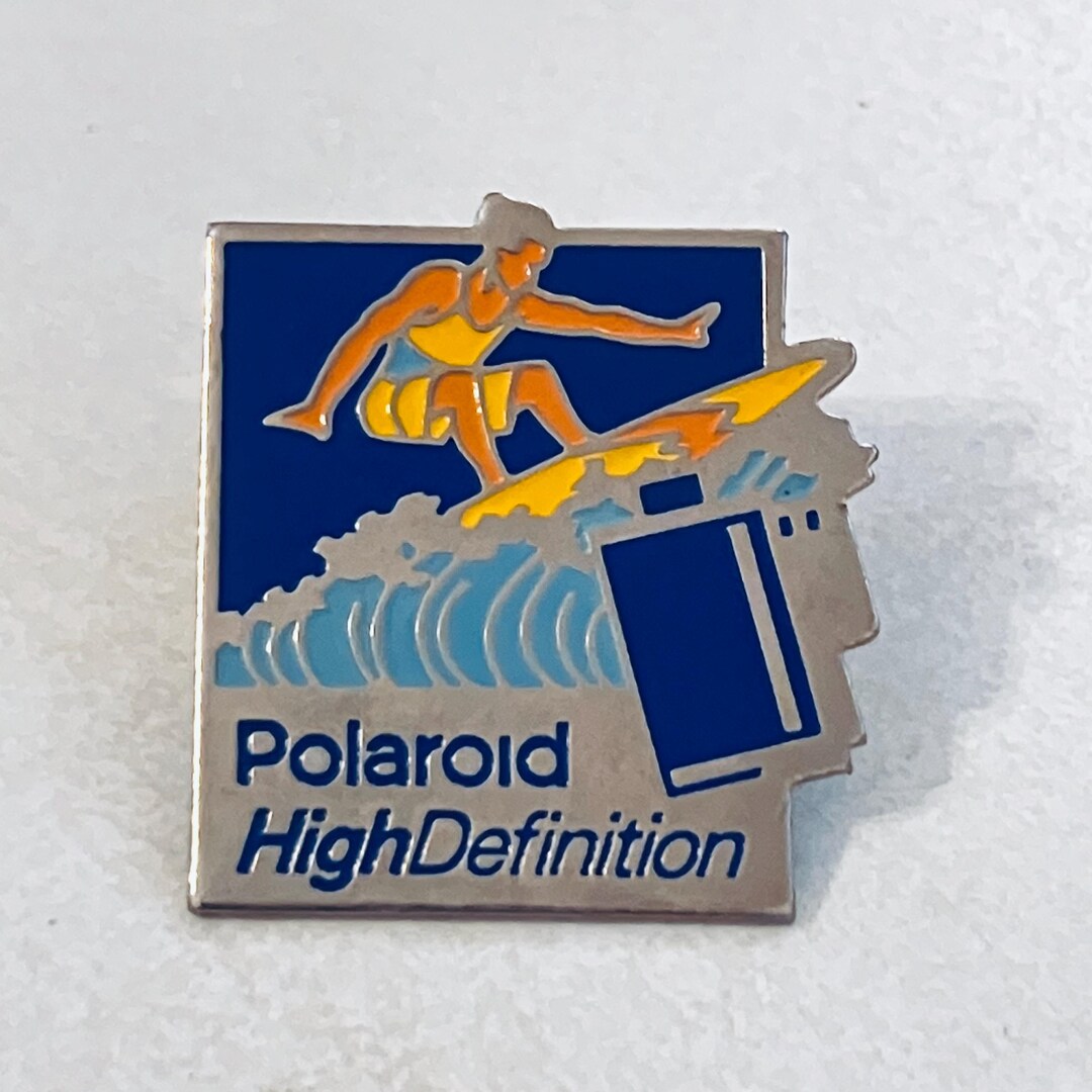 Vintage POLAROID SURFER Lapel Pin, Enamel Pinback, Badge, Surfing ...