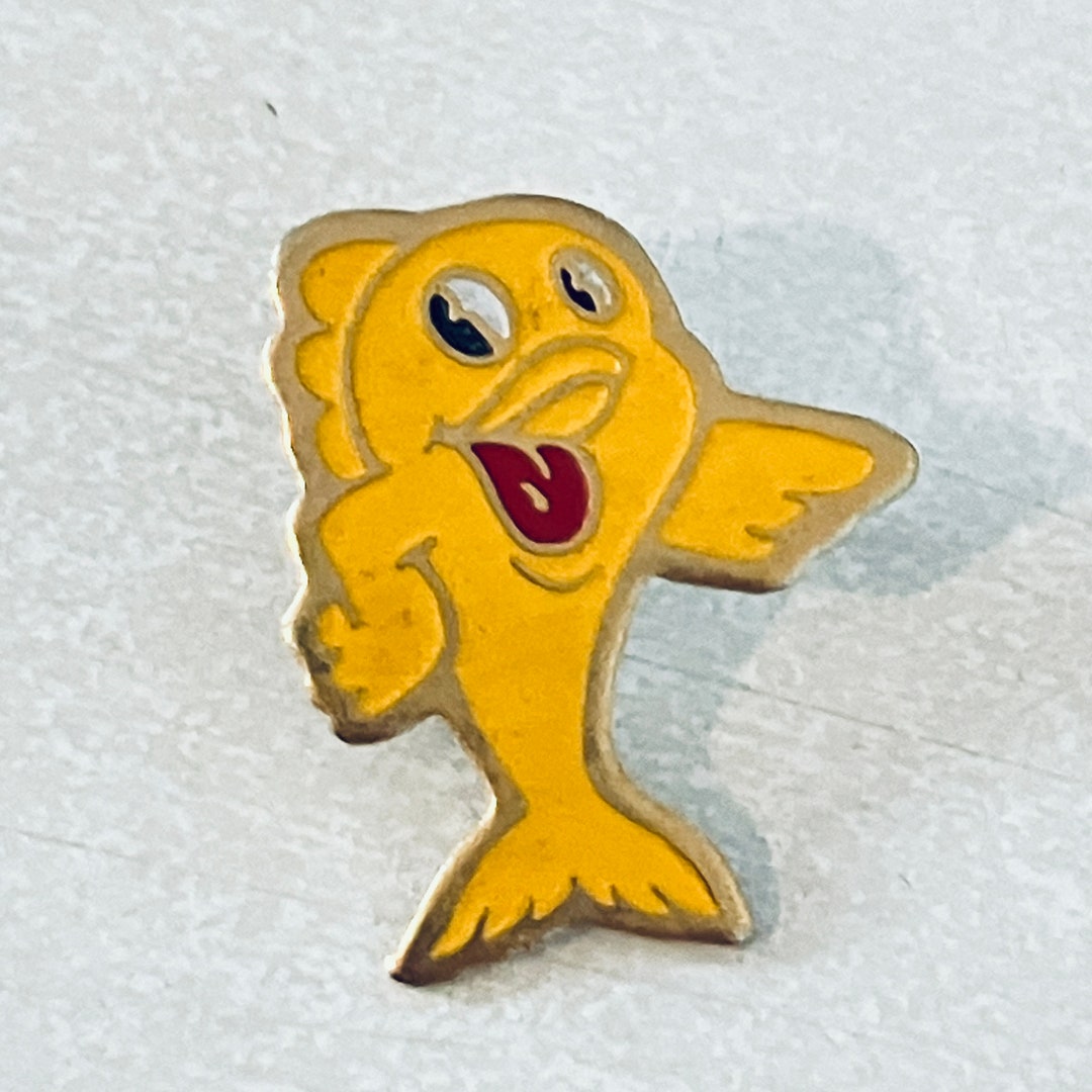 Vintage Cute Cartoon Fish Fishing Lapel Pin, Enamel Pin, Pin Back, Hat ...