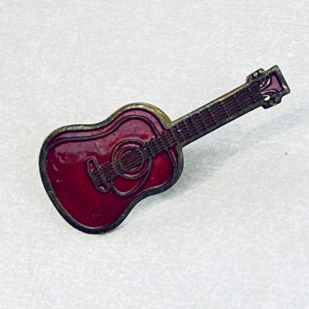 Vintage Acoustic Guitar Lapel Pin, Enamel Pin, Pinback, Hat Pin ...