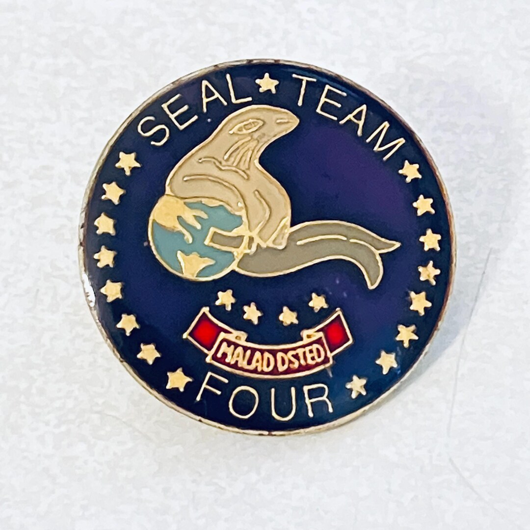 Vintage NAVY SEAL Team Four Lapel Pin, Enamel Pin, Pinback, Hat Pin ...