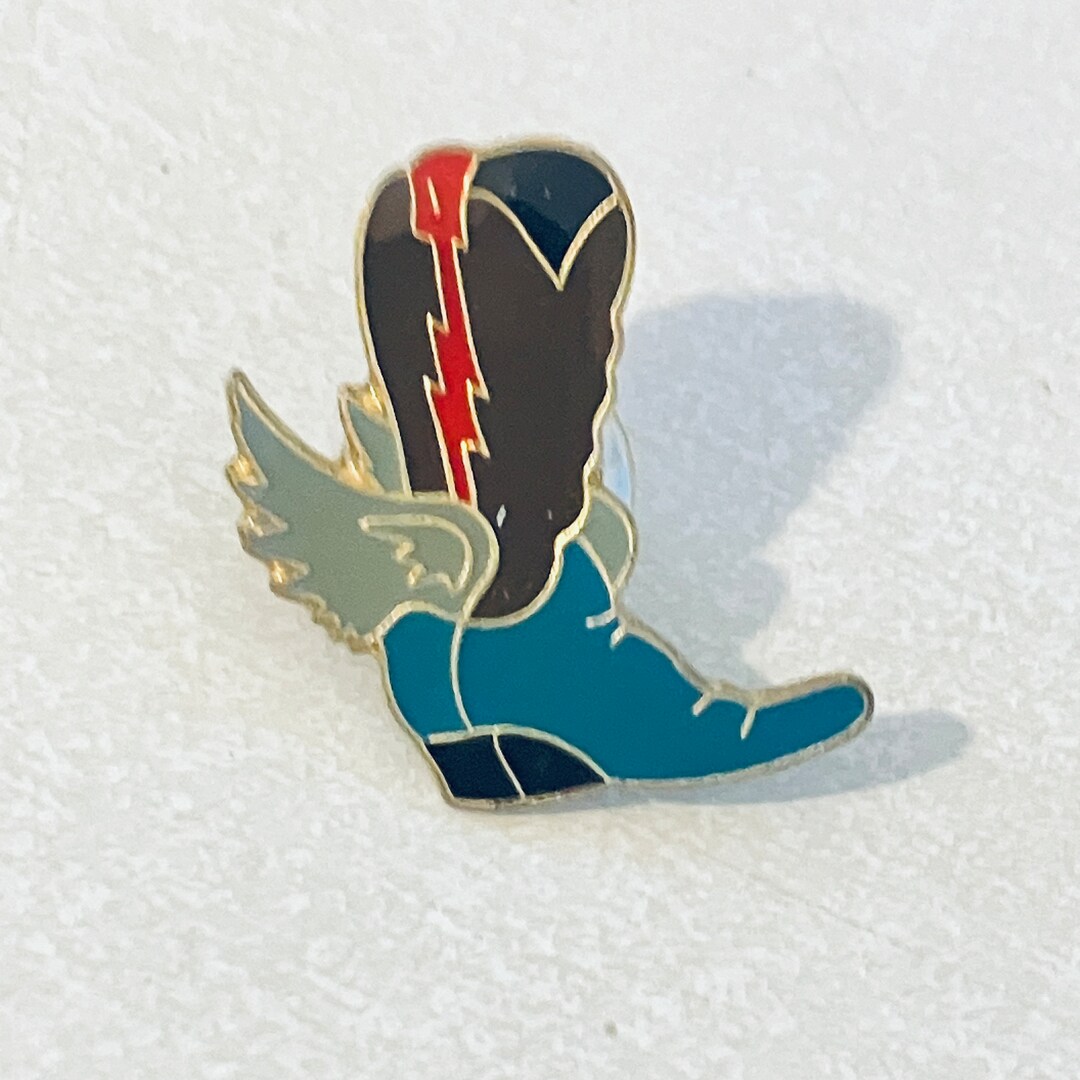 True Vintage Electric Winged Cowboy Boot Lapel Pin, Enamel Pin, Pinback ...
