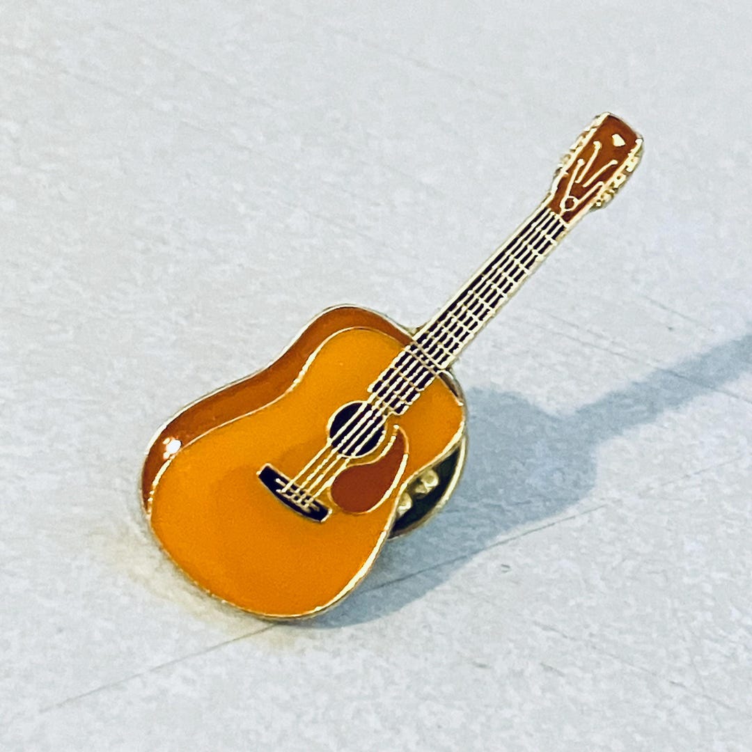 Vintage Gold Acoustic Guitar Lapel Pin, Enamel Pin, Pinback, Hat Pin ...