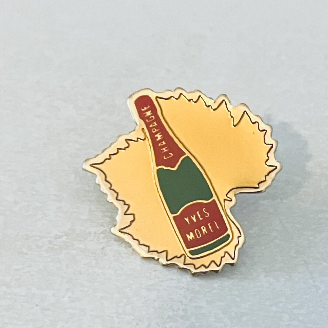 Vintage Yves Morel Champagne Bottle Glass Lapel Pin, Enamel Pin ...