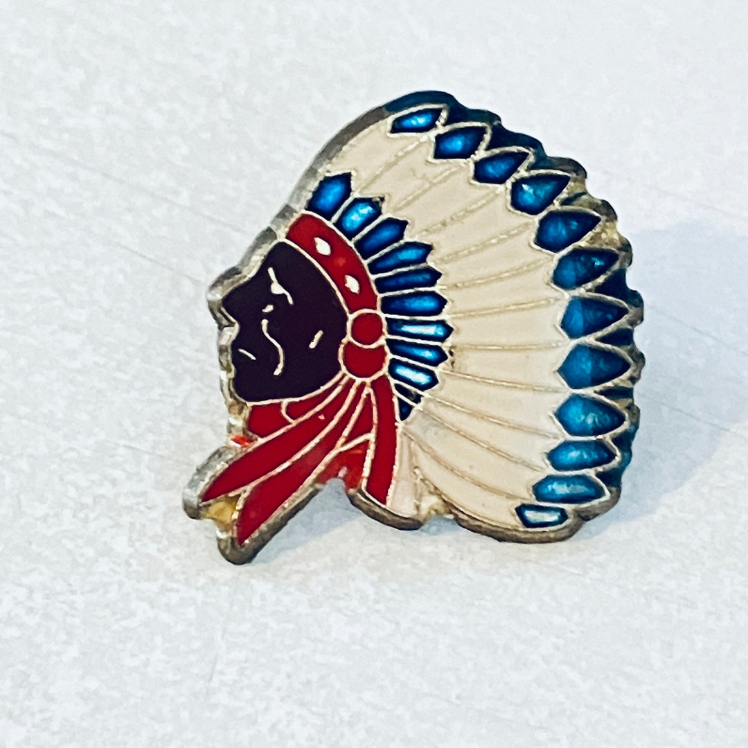 Vintage NATIVE AMERICAN Indian Chief Lapel Pin, Enamel, Pin Back, Hat ...