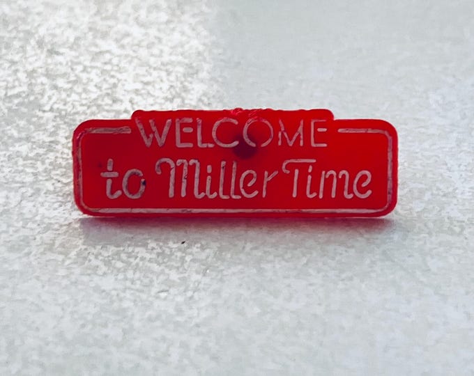 Vintage MILLER TIME Beer Logo Plastic Lapel Pin, Pinback, Bartender Pin ...