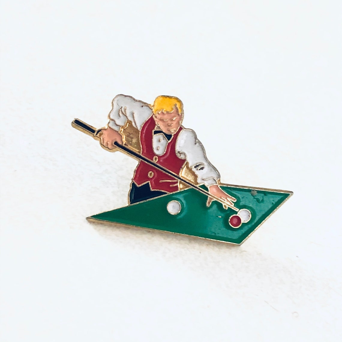 Vintage BILLIARDS Pool Player Lapel Pin Enamel Pin Pin back | Etsy