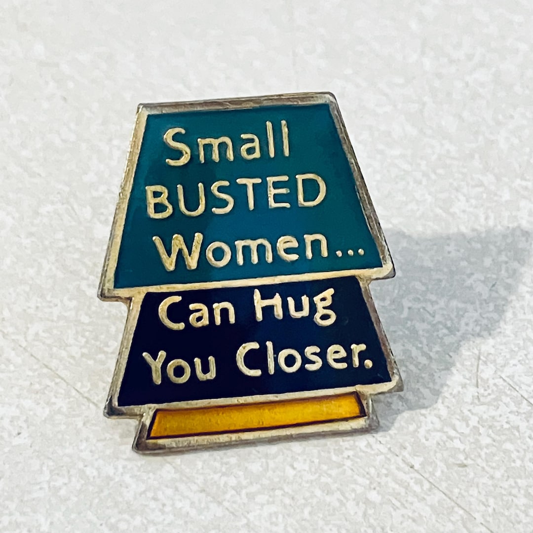 Vintage small Busted Women Can Hug You Closer Novelty Lapel Pin, Enamel ...