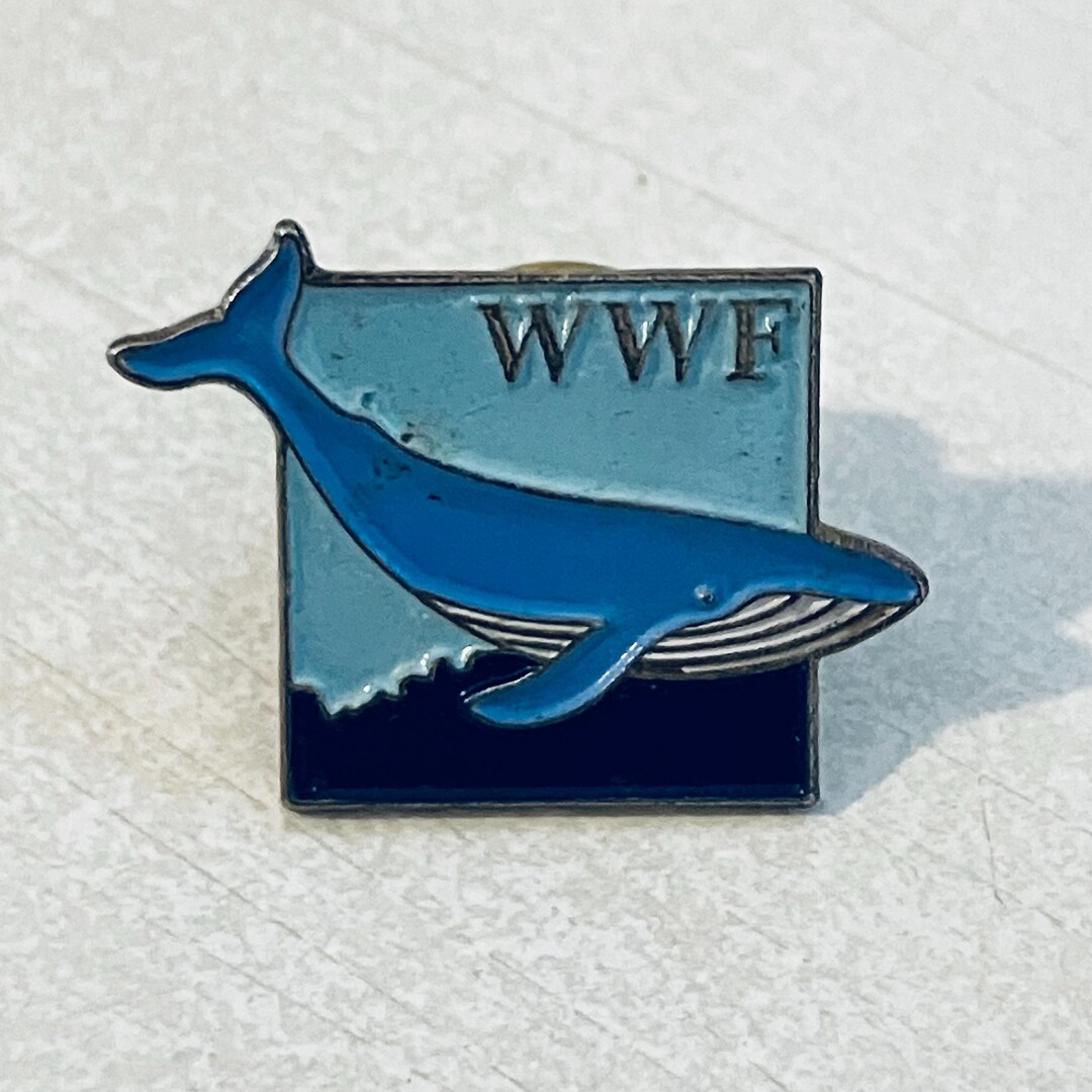 Vintage WORLD WILDLIFE FOUNDATION Blue Whale Lapel Pin, Enamel Pin ...