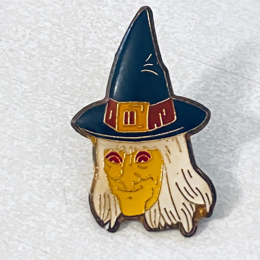 Vintage WICKED WITCH Lapel Pin, Enamel Pin, Pinback, Hat Pin, Trick or ...