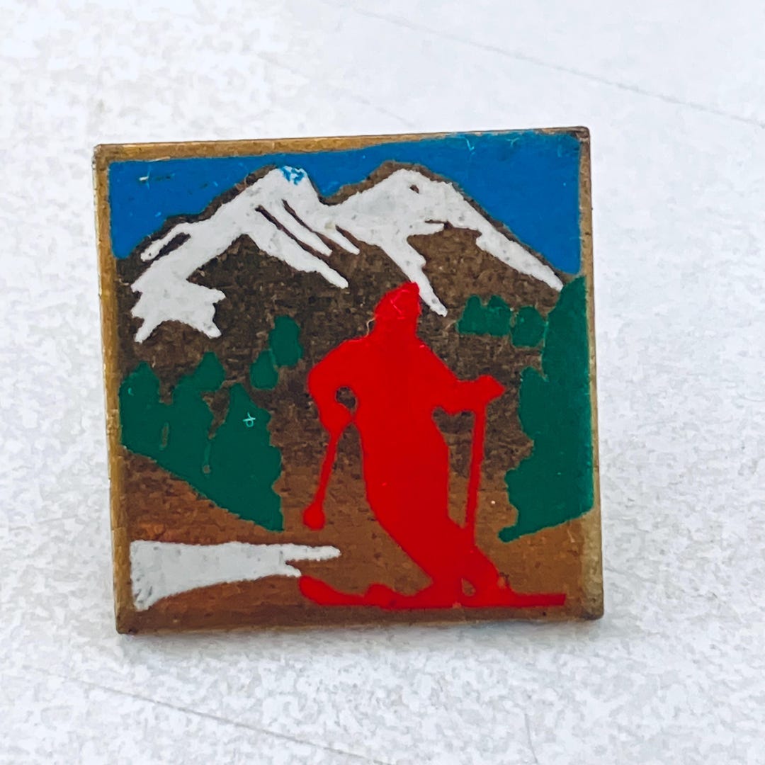 Vintage SKI SKIER Lapel Pin, Enamel Pin, Pin Back, Hat Pin, 90s, Alps ...