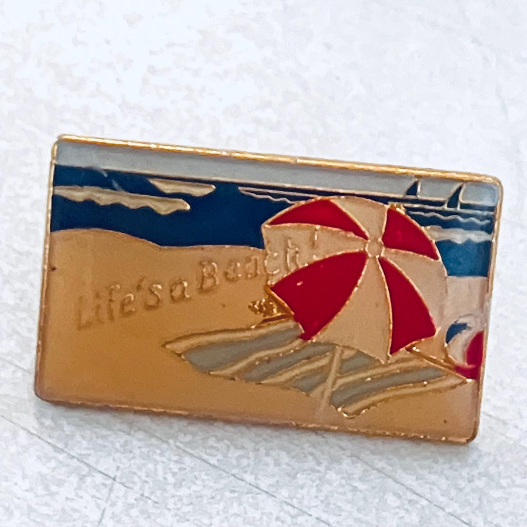 Vintage LIFE'S A BEACH Novelty Lapel Pin, Enamel Pin, Pinback, Hat Pin ...