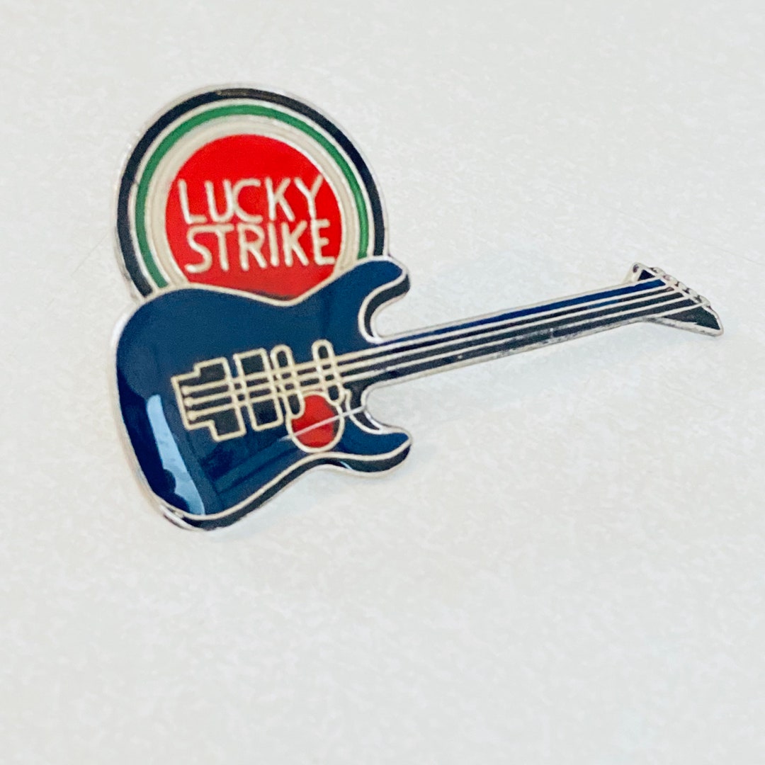 Vintage LUCKY STRIKE Electric Guitar Lapel Pin, Enamel, Pin Back, Hat ...