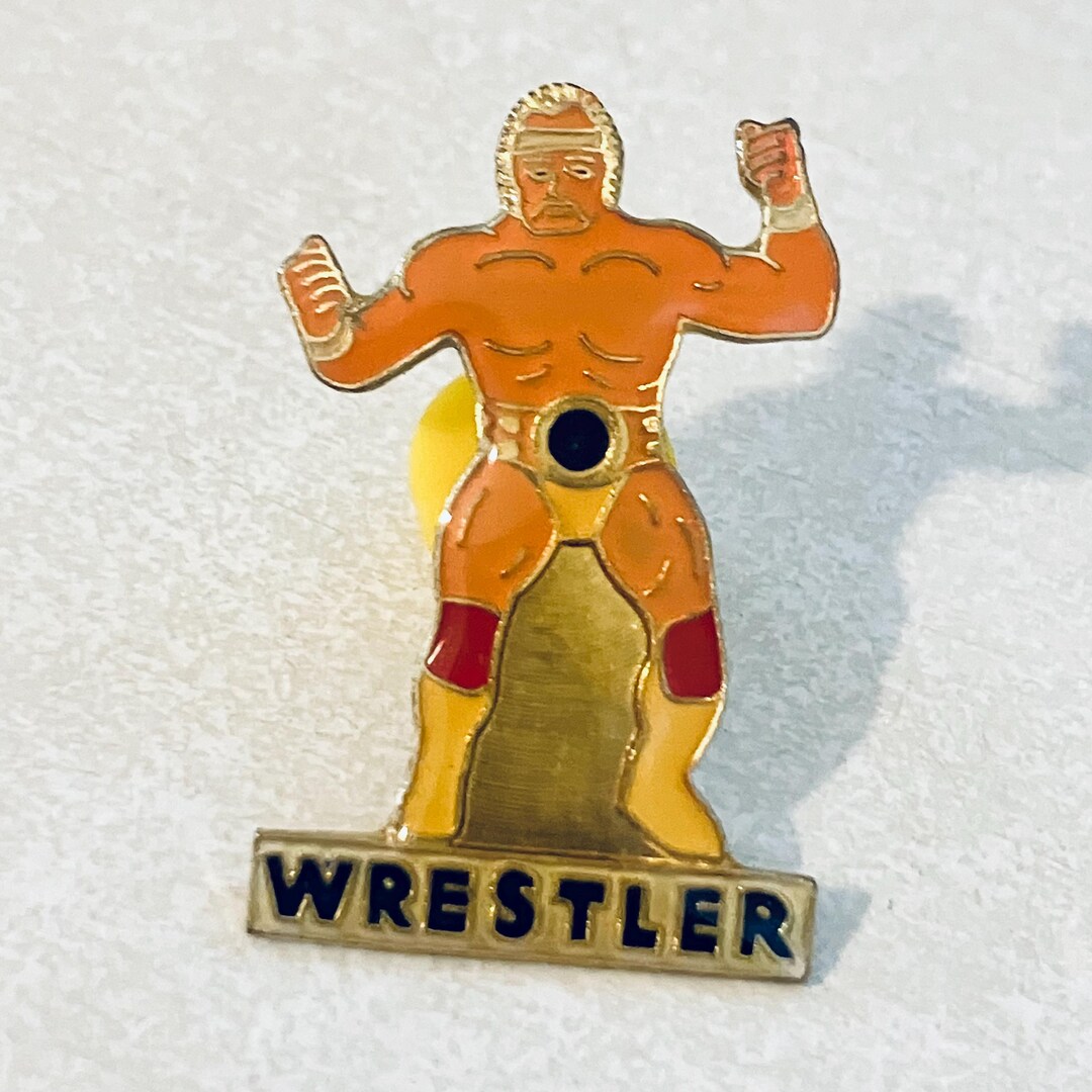 Vintage WRESTLER Wrestling Lapel Pin, Pin Back, Hat Pin, Wwf, Wwe, 80s ...