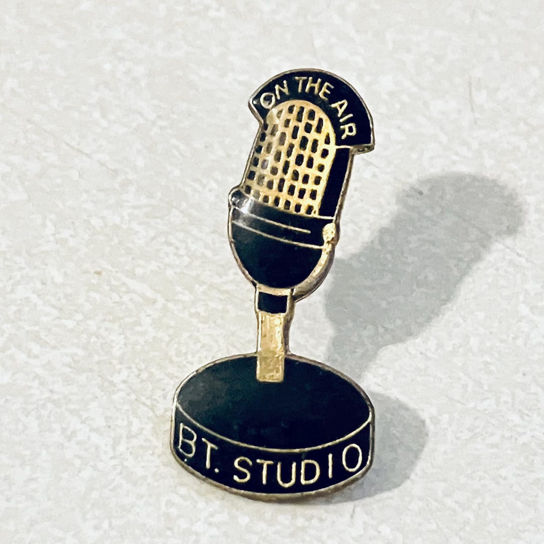 Vintage Retro on the Air Microphone Lapel Pin, Enamel Pin, Pin Back ...