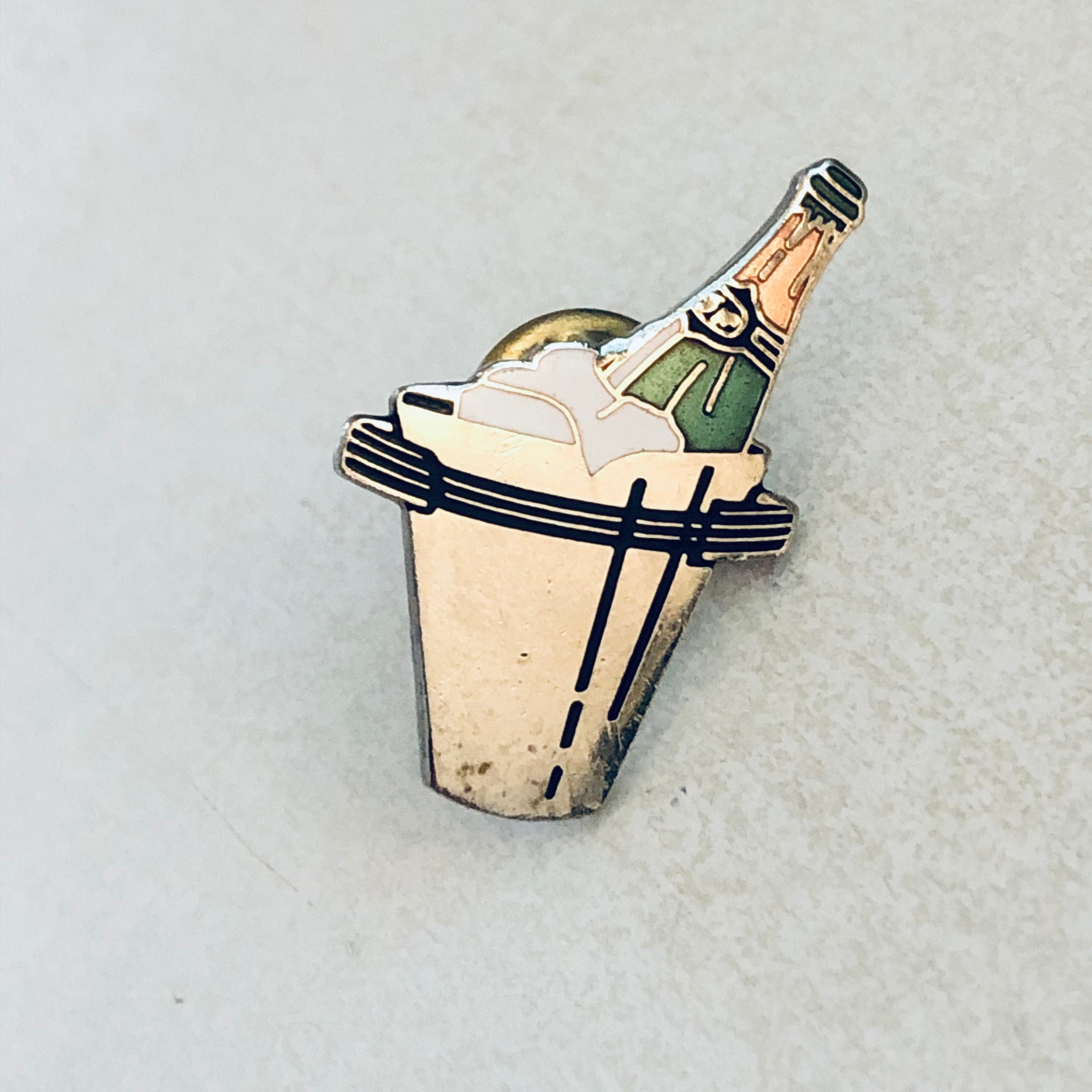 Vintage Champagne Bottle Lapel Pin Enamel Pin Pinback Etsy