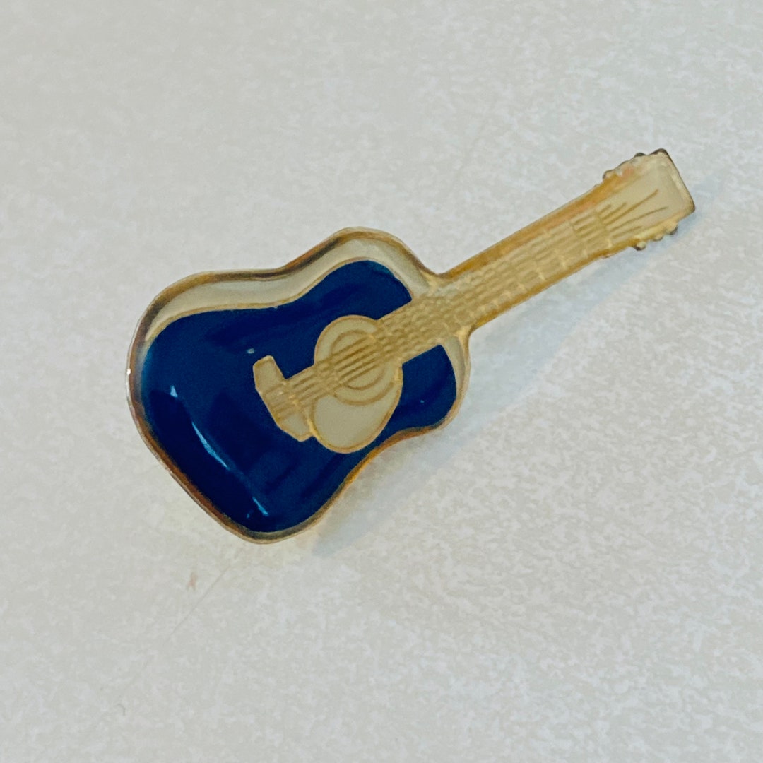 Vintage Blue Acoustic Guitar Lapel Pin, Enamel Pin, Pinback, Hat Pin ...