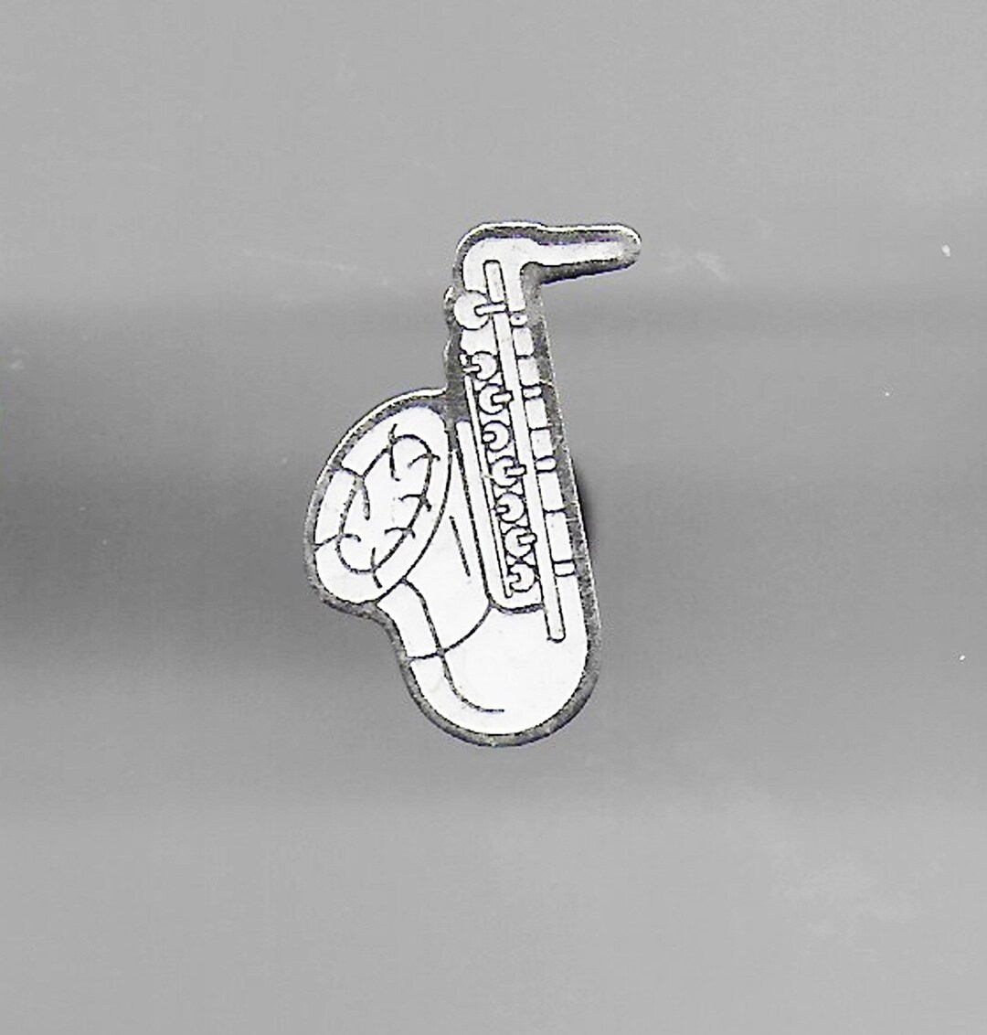 Vintage White SAXOPHONE Lapel Pin, Enamel Pin, Pinback, Hat Pin, Sax ...