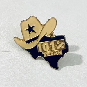 Vintage 101% TEXAN Lapel Pin, Enamel Pin, Pin Back, Hat Pin, Texas ...
