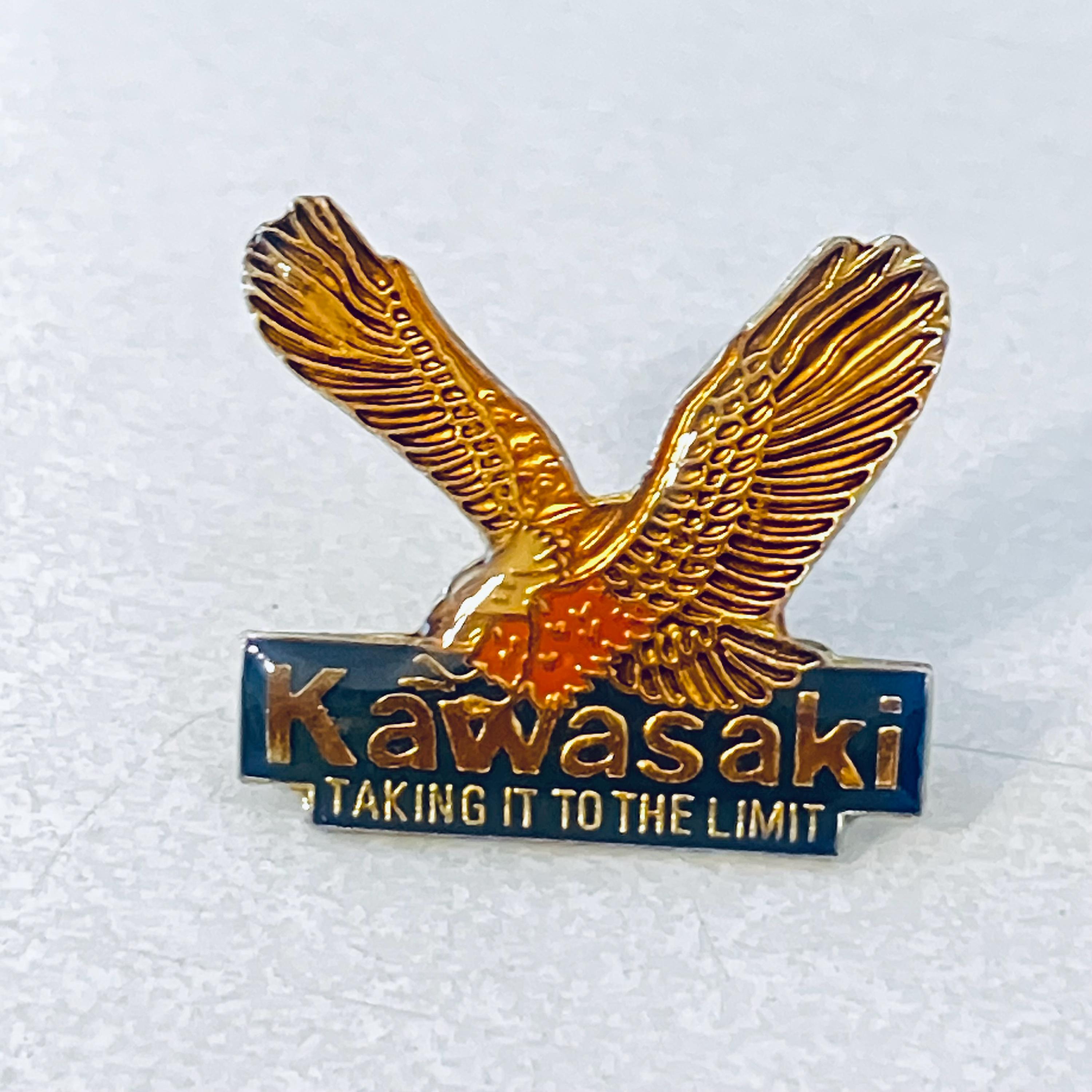 Vintage KAWASAKI Eagle Logo Enamel Lapel Pin, Pinback, Hat Pin, Harley ...