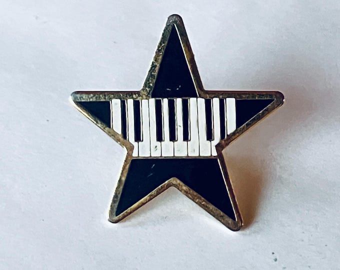 Vintage PIANO STAR Lapel Pin, Enamel Pin, Pinback, Hat Pin, Piano Man ...