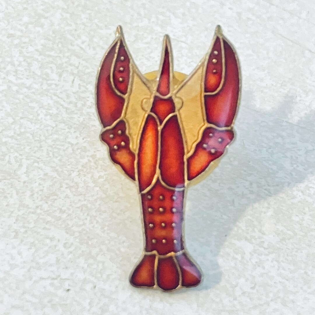 Vintage LOBSTER Lapel Pin, Enamel Pin, Pin Back, Hat Pin, Crustacean ...