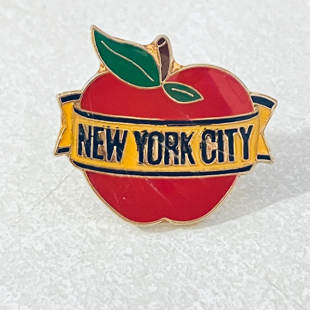Vintage NEW YORK CITY Big Apple Pie Lapel Pin, Enamel Pin, Pinback, Big ...